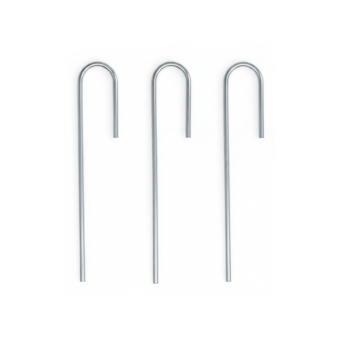 Galvanised Irrigation Pegs - J Shape - Heavy Duty Pipe Anchor (Pack of