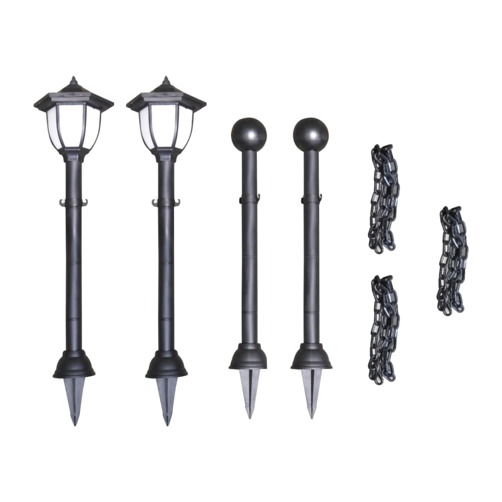 Solar Lights 4 Pcs With Chain Fence And Poles | Greenhouse & Polytunnels