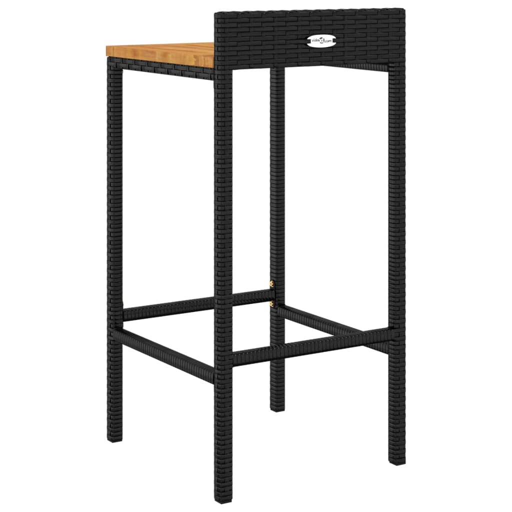 Mixed-Material Bar Stools – Poly Rattan & Solid Acacia Wood – Modern I