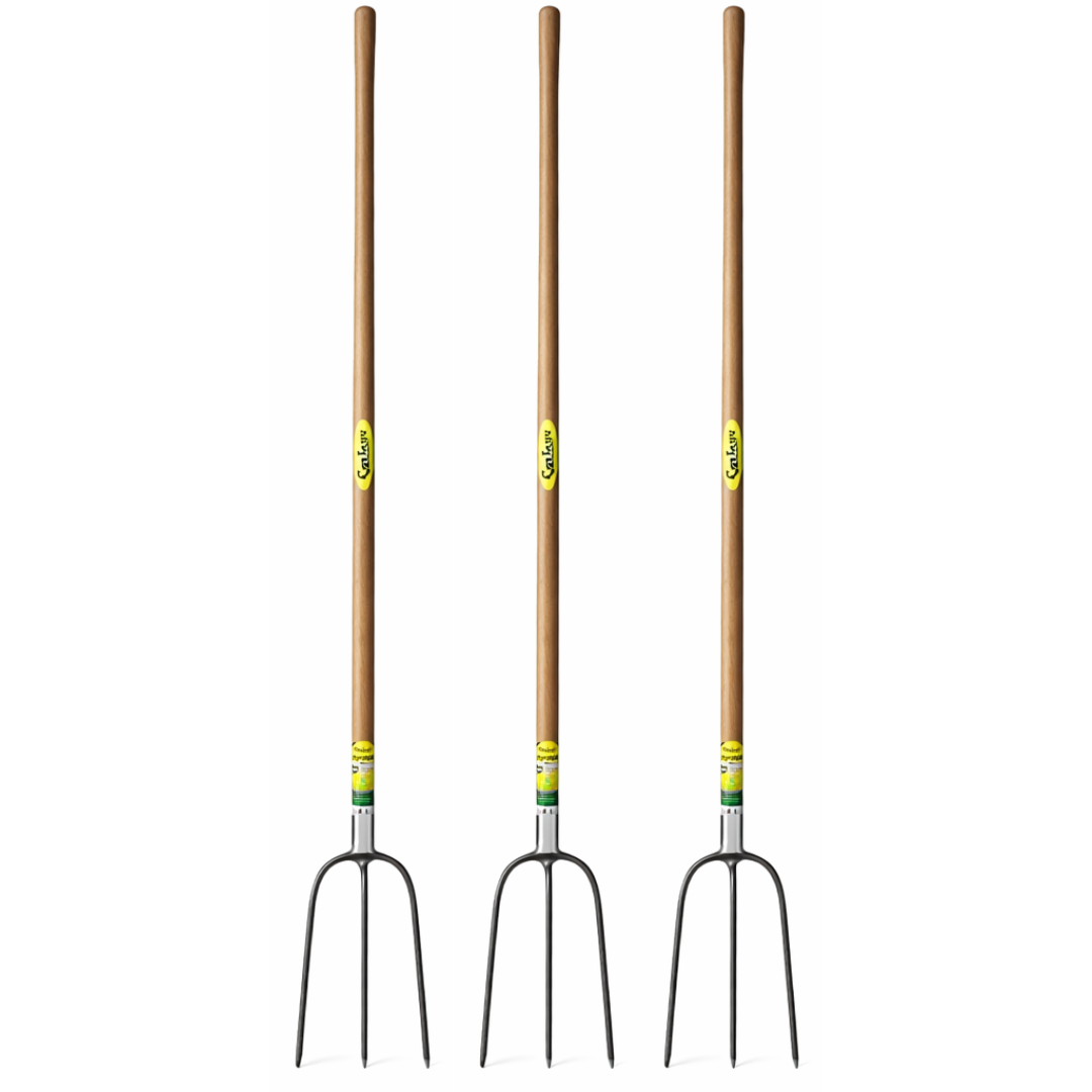 3 x Cyclone - Hay Fork – 3 Tine – Long Handle Australian Hardwood Util