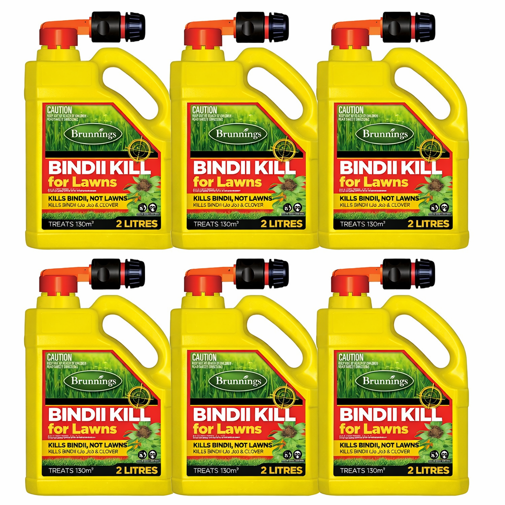 6 x Brunnings Bindii Kill for Lawns Hose-On 2L – Effective Broadleaf C