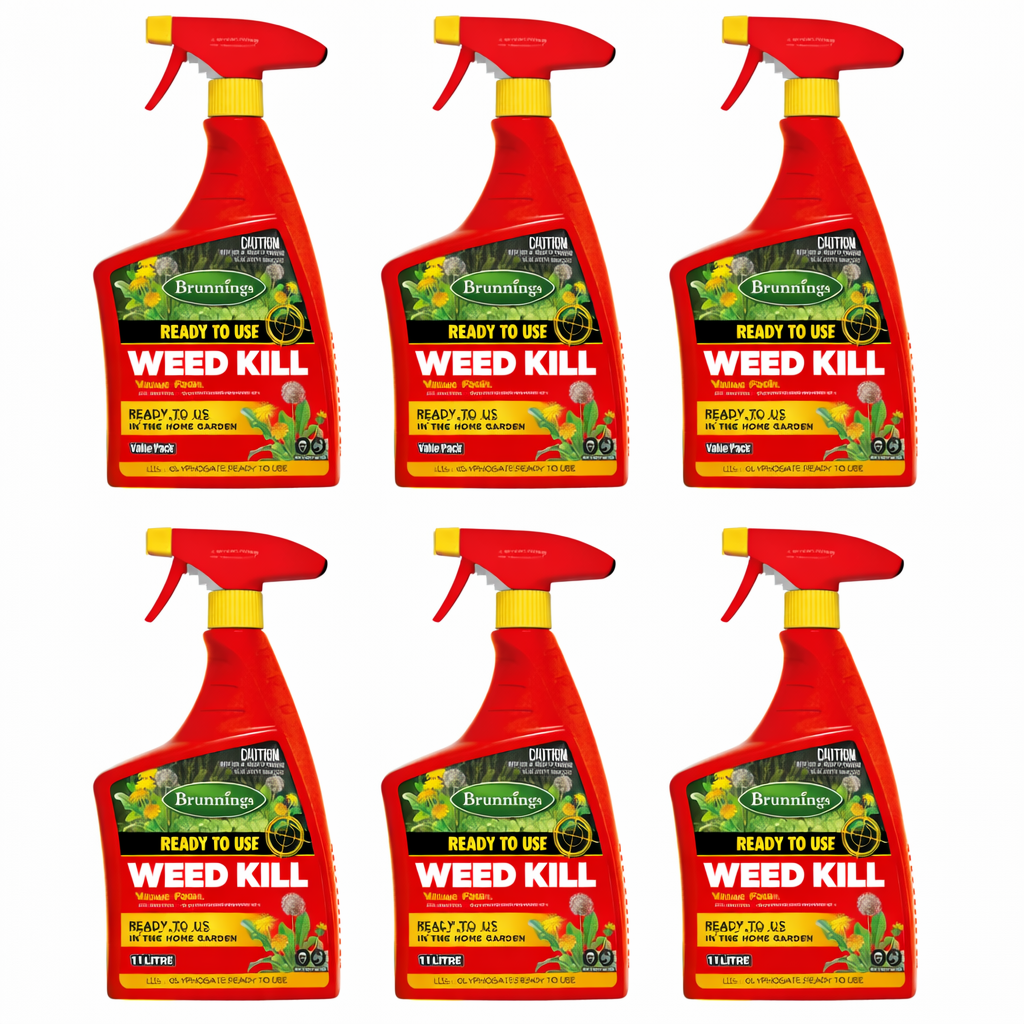 6x Brunnings Weed Kill RTU 1L – Convenient All-Purpose Weed Control (B