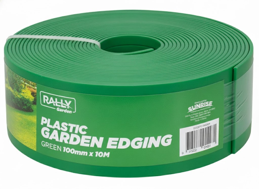 Plastic Garden Edging - 100mm x 10m - Flexible Polyethylene Lawn Barri