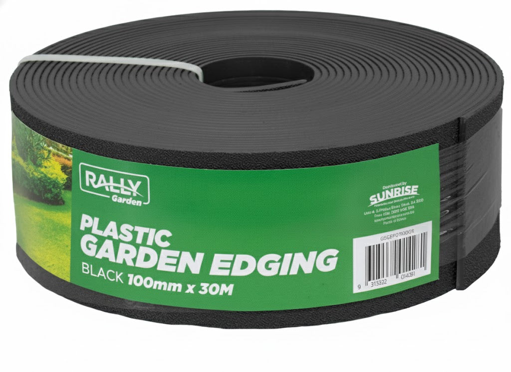 Plastic Garden Edging - 100mm x 30m - Flexible Polyethylene Lawn Barri