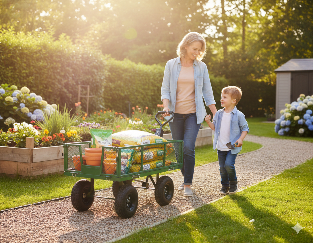 Rally Utility Mesh Cart – 960mm x 510mm Deck – Small Four-Wheel Garden