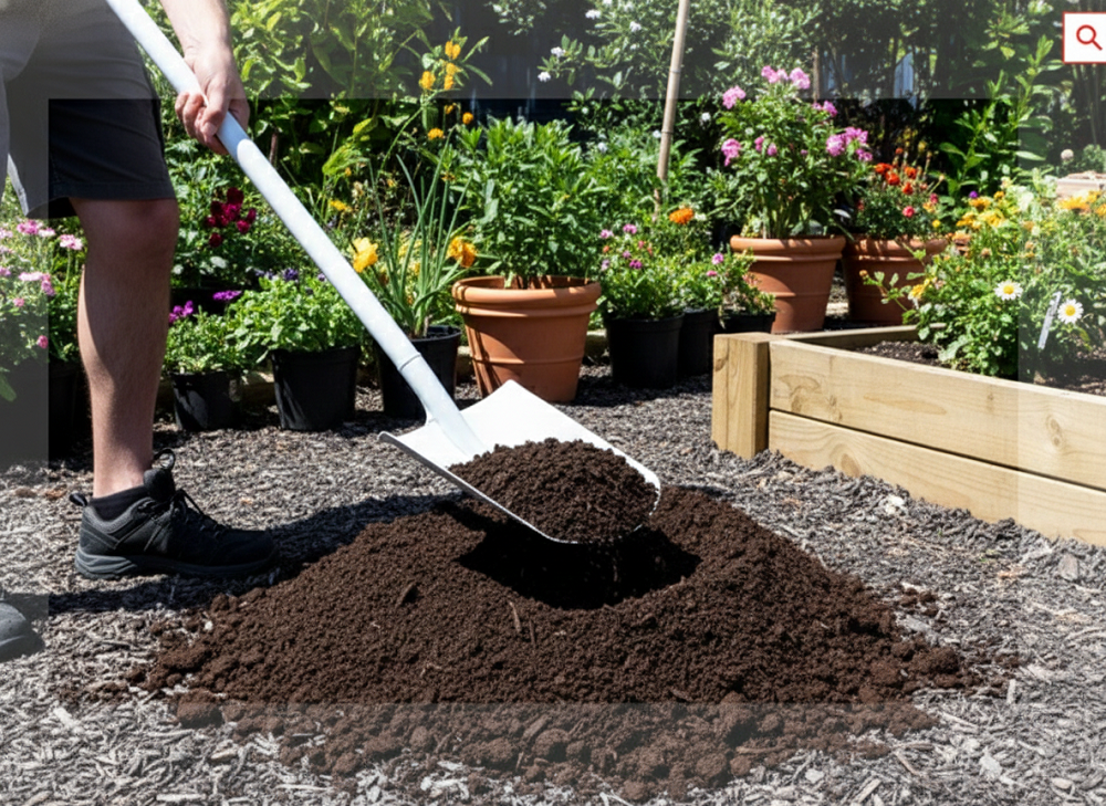 All Metal Shovel - 1100mm Length (30") - White Heavy Duty Transfer Too