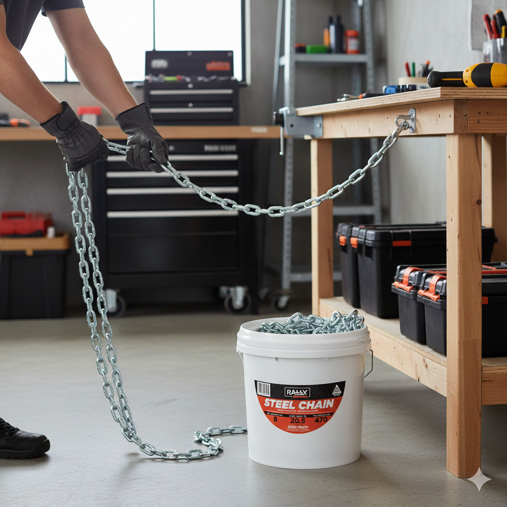 Steel Chain - 8mm x 25kg (Approx 20.5m) - Galvanised General Purpose U