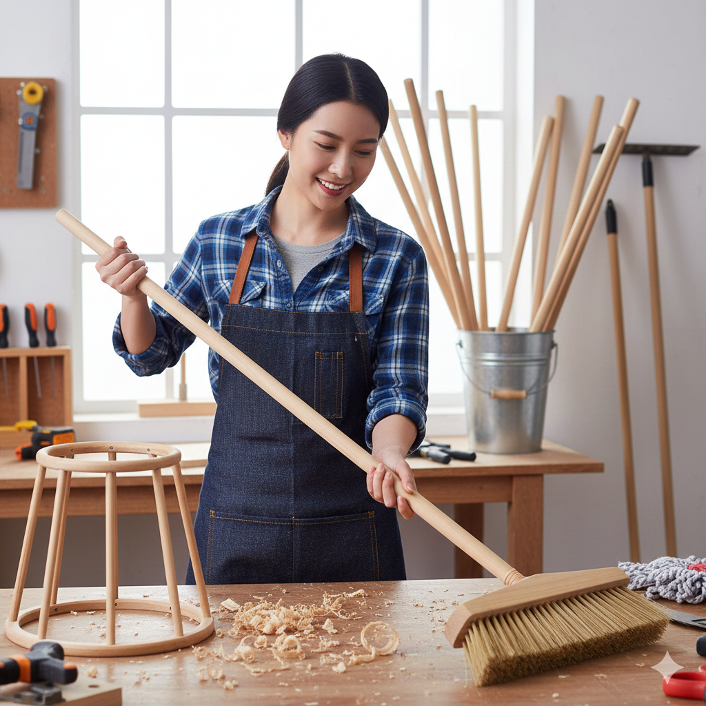 Hardwood Broom Handle - 22mm x 1.35m - Sustainable White Meranti Timbe