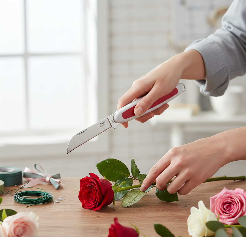ARS Straight Blade Stainless Florist Knife - 160mm Open Length - Foldi