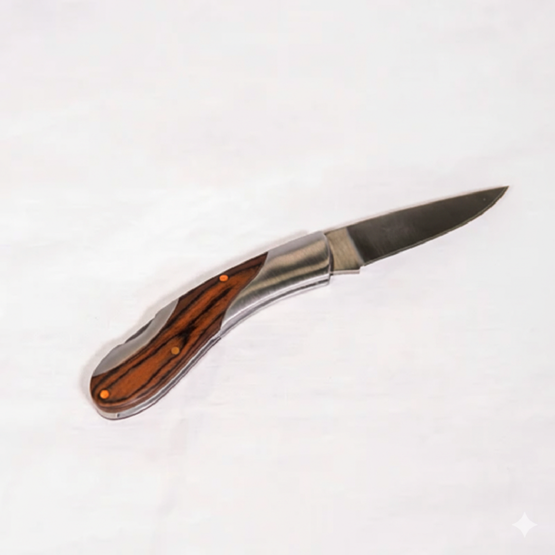 Ryset Compact Folding Pocket Knife - 70mm Stainless Steel Blade, Wood