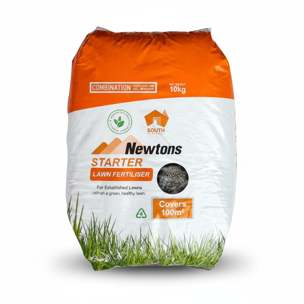 Newtons Starter Lawn Fertiliser - 10kg - Carbon-Enriched Granules for
