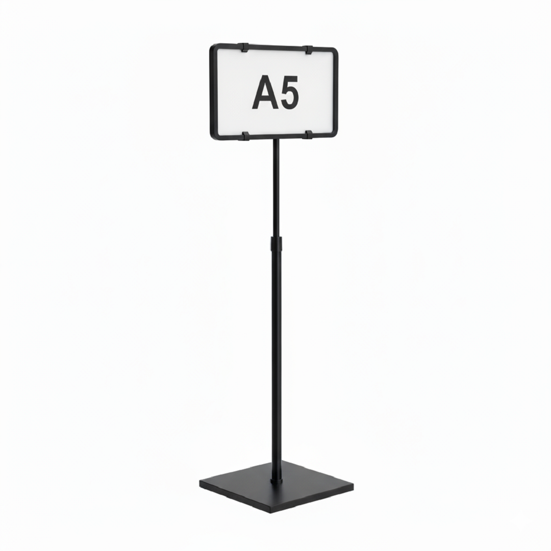 Adjustable Retail Display Card Holder - Telescopic Stand for A5 Signag