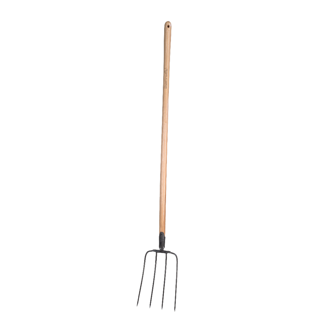 Krumpholz Manure Fork - 4 Tine Design, 135cm Ash Handle - Hand-forged