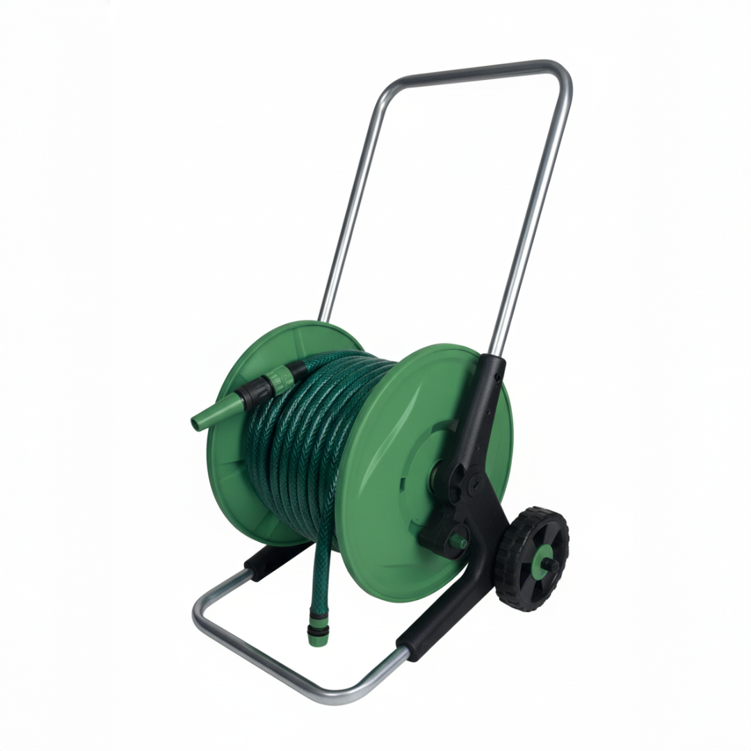 Aifa Mobile Hose Reel Cart & 30m Hose Kit - Holds 40m Max, Adjustable