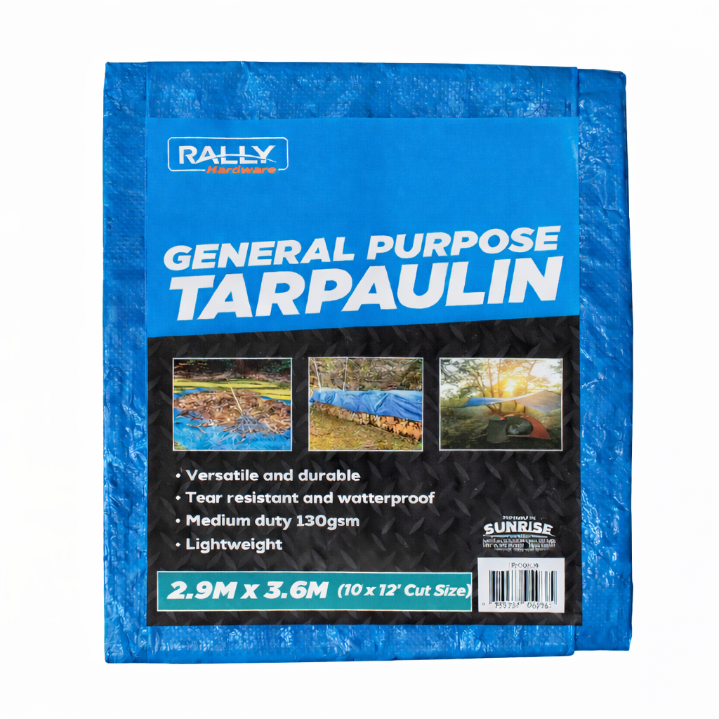 Medium Duty Tarpaulin - 10’ x 12’ (2.9m x 3.6m) - Blue Waterproof Cove