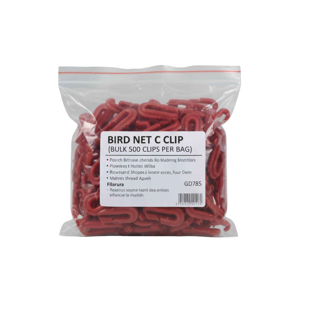 Bird Net C Clip – Bulk 500 Pack (Red) – Heavy-Duty UV-Stabilised Netti