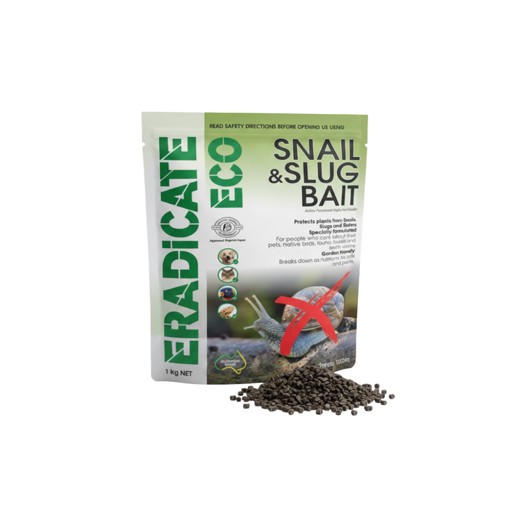Eradicate Eco Snail Bait & Slug Bait – 1KG Certified Organic, Pet-Safe