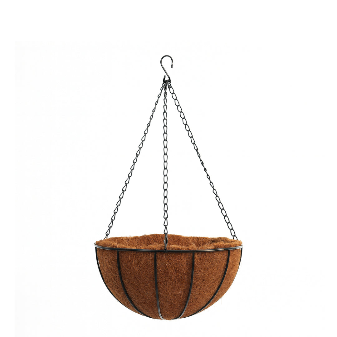 350mm Wire Hanging Basket & Coco Liner - Durable Garden Planter for Vi