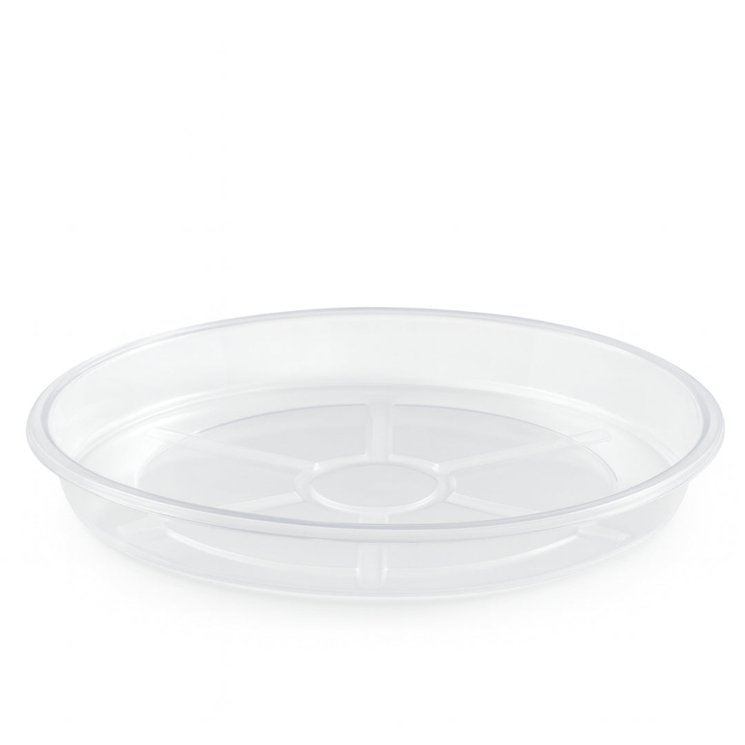 Clear Plastic Saucer– 200mm Diameter – UV Protected Indoor & Outdoor U
