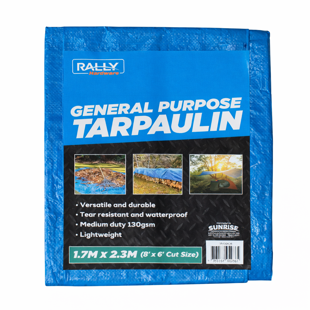 Medium Duty Tarpaulin - 8’ x 6’ (1.7m x 2.3m) - Blue Waterproof Cover